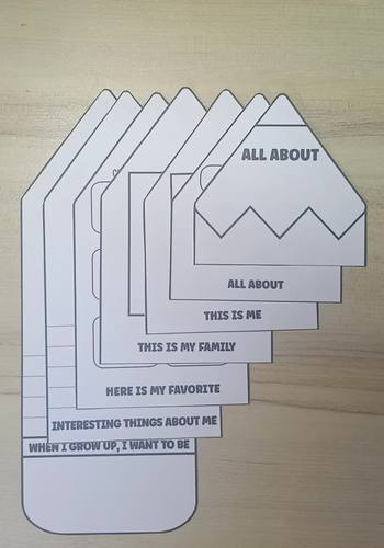 All About Me Flip Book Poster Pencil Craft Back to School Activity ...
