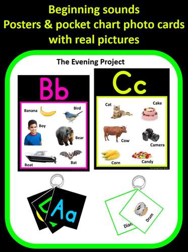 Beginning sounds posters & pocket chart photo cards for Sp.Ed. & Autism