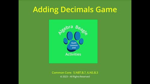 Adding Decimals PowerPoint Tic Tac Toe Game by Algebra Beagle | TPT
