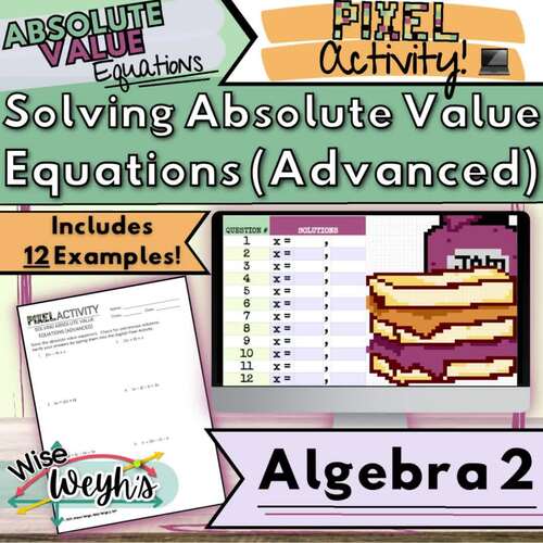 Solving Absolute Value Equations (Advanced) LESSON BUNDLE + PIXEL Activity!