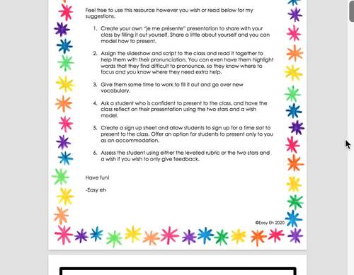Je me présente // An Introductory French Activity by Easy Eh | TPT