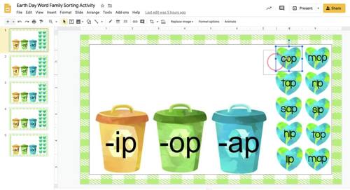 Earth Day Word Family Sorting Activity for Google Classroom by Kinder ...