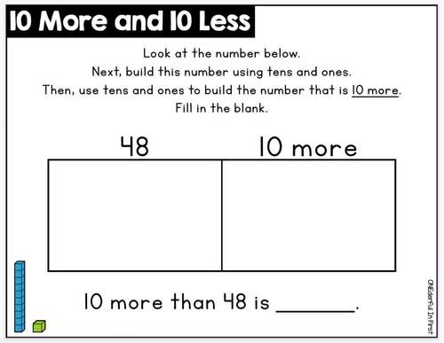 10 More and 10 Less for Google Slides by ONEderful In First | TpT