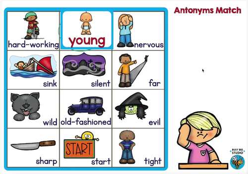 OPPOSITES ACTIVITIES ELA BOOM CARDS MATCHING WORD TO PICTURE ANTONYMS ...