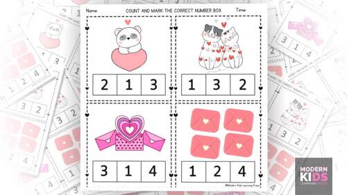 Valentine's Day Count and Clip Cards | Valentine's Day Activity | TPT