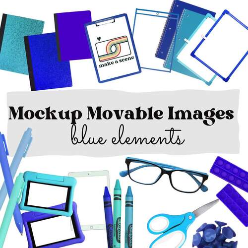 Blue Mockup Movable Elements PNG files with Transparent Background