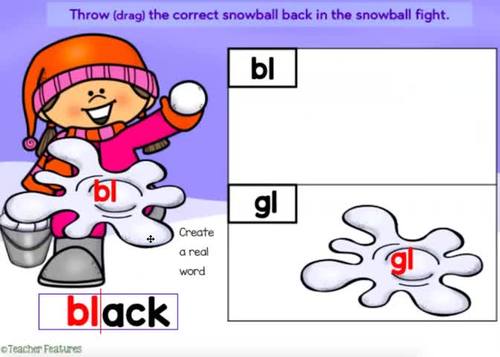BOOM CARDS Consonant Blends (L Blends) - SNOWBALL FIGHT Theme | TPT