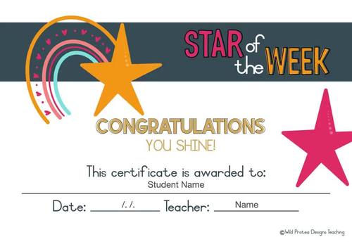 Star of the week EDITABLE/NON-EDITABLE by Wild Protea - Teaching