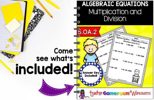 Algebraic Equations - Multiplication & Division - Evaluating Algebraic ...