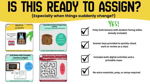 Emergency-Ready Math/Sub Lessons for 7th Grade | Digital & Printable Bundle