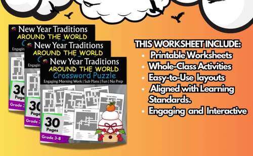 New Year Traditions Around the World Crossword Activities 4th,5th,6th ...