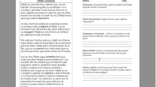 Women's History Month Spanish Reading Passages Mujeres Comprensión Lectoras