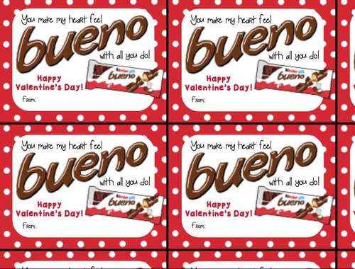 Kinder Bueno Chocolate Valentine's Day Gift Tag- You make my (our ...