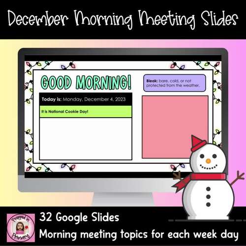 December Morning Meeting - Daily slides | Bright Winter theme | TPT