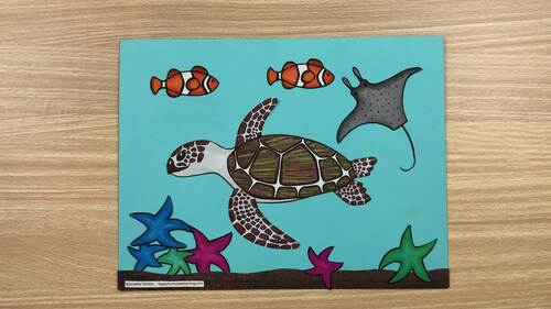 Sea Turtle Reptile Animal Science Art Center Activity Directed Drawing