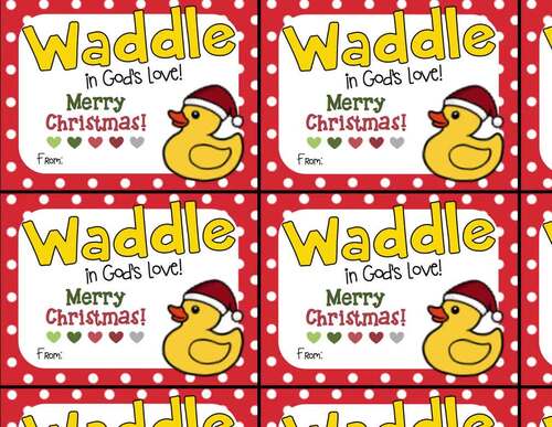 Rubber Duck Fidget Toy Christmas Gift Tag for Sunday School/Children's ...