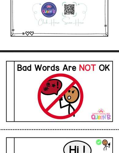 Bad Words Are Not OK Social Story by They Call Me Queen B | TPT
