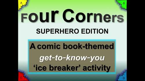 SUPERHERO-THEMED Elementary Grades Ice Breaker FOUR CORNERS get-to-know ...
