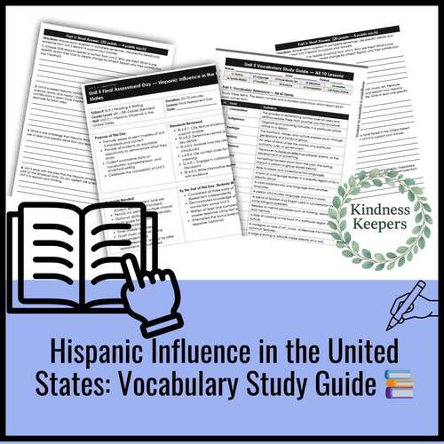 Hispanic Influence in the United States: Vocabulary Study Guide | TPT
