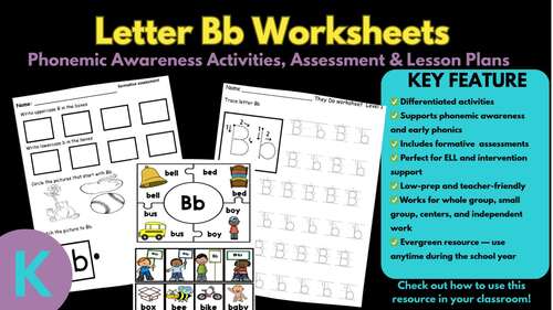 Letter Bb Worksheets Activities, Assessment & Lesson Plans Kindergarten