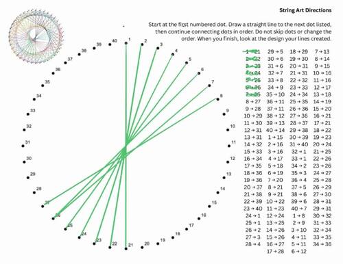 String Art Worksheet - Spiral (multiple rotations) by Bethany Joy Designs