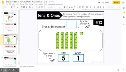 Tens and Ones First Grade Math Activity for Google Slides | TpT