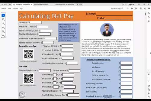 Calculate Net Pay | Federal and State Income Tax Activity Sheets | 2024 ...