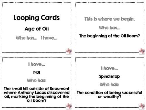 Looping Cards - Age of Oil in Texas History by Lone Star History
