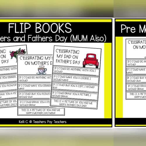 Flip Book Templates to Celebrate Mothers Day Fathers Day and Mums Day