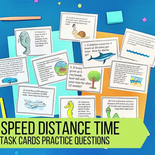 Speed, Distance, and Time Practice Problems Task Cards by Laney Lee
