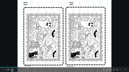 Halloween HALF Coloring Pages Packet 2nd grade crafts worksheets Autumn ...