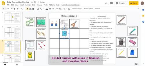 Spanish Prepositions w/ Estar Activitiy Drawing Edition (Distance Learning)