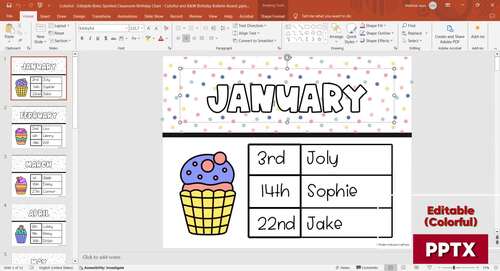 Editable Boho Spotted Classroom Birthday Chart - Colorful and B&W ...