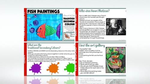 SECONDARY COLOR-COLOUR with Matisse one day art lesson kindy - 2nd grade