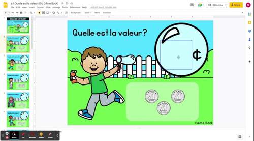 L'argent: Quelle est la valeur (jusqu'à 50¢): Google Slides™ by Mme Bock