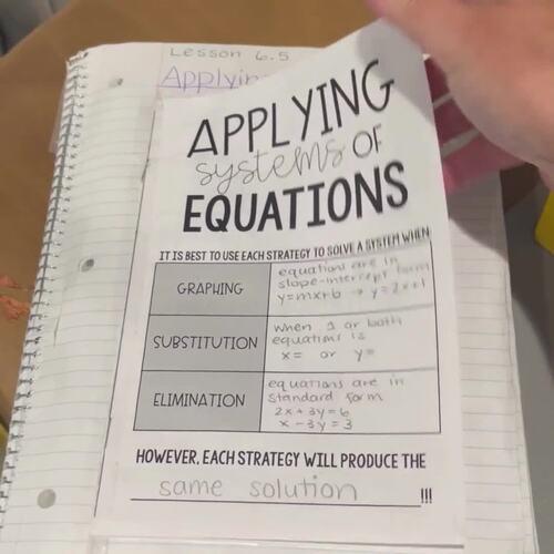 Algebra 1 - Applying Systems of Equations Interactive Foldable Booklet