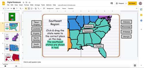 Digital Click & Drag US State / Capitals Interactive Slide Review by ...