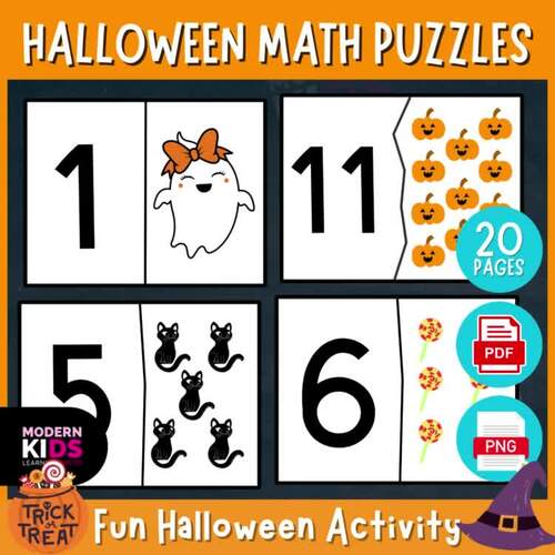 Halloween Math Puzzles - Fun Halloween Activity Worksheet | TPT