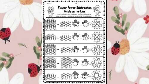 Spring Flower Subtraction Fun | Subtraction Within 20 | Missing Numbers ...