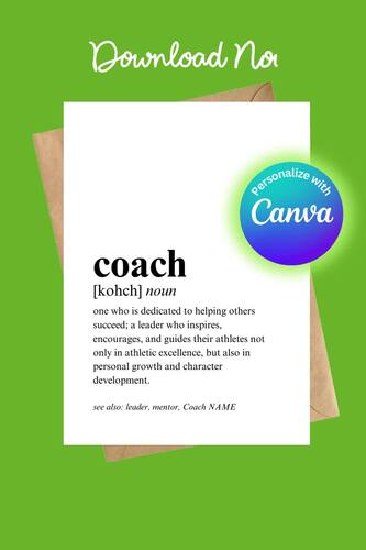Coach Gift Printable Card | Coach Definition | Coach Thank You ...