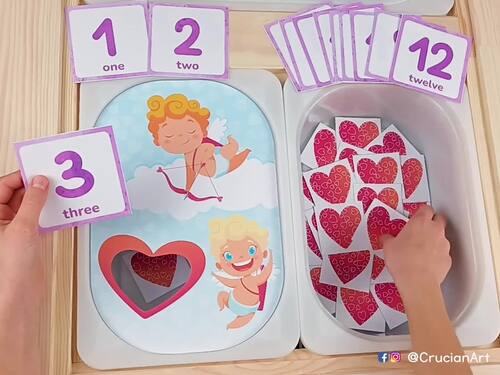 Cupid Hearts Counting Activity for Valentine’s Day | Flisat Table Insert