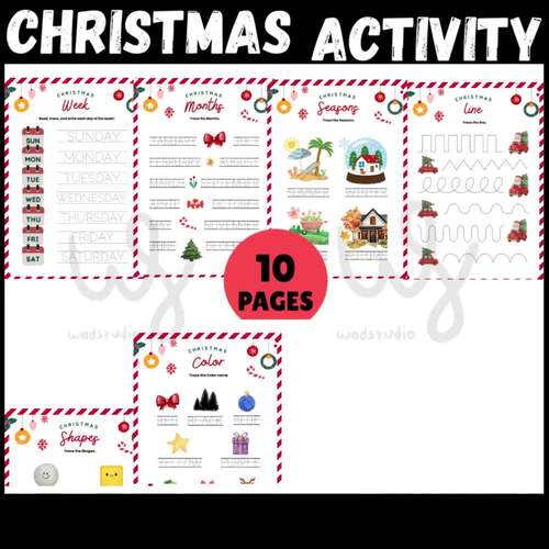 10-Page Christmas Activity Bundle | NO PREP Worksheets V5 by Wod Studio