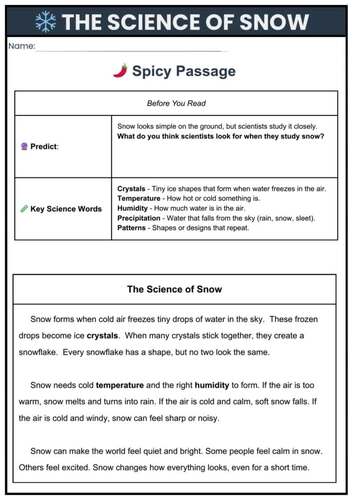 The Science of Snow | editable | Differentiated HOTS (No Prep) Answers Inc