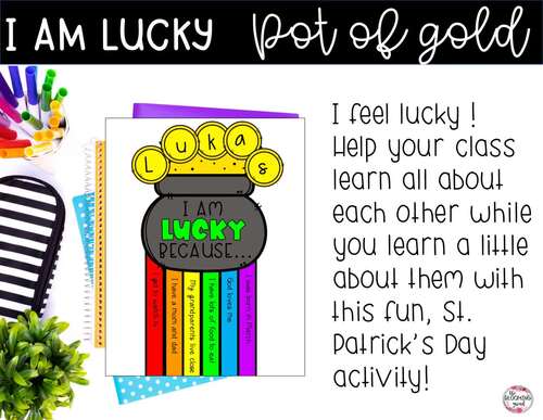 I Am Lucky Pot of Gold St. Patrick's Day Writing and Craft Activity