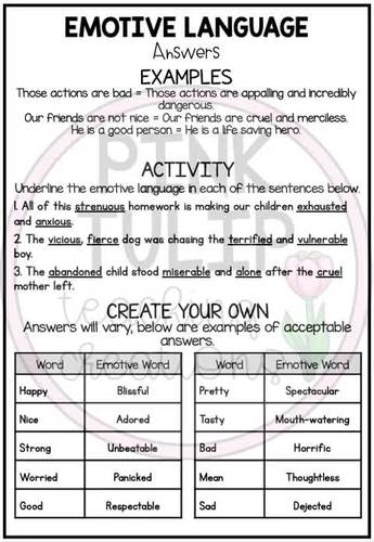 Emotive Language Persuasive Writing Worksheets TpT