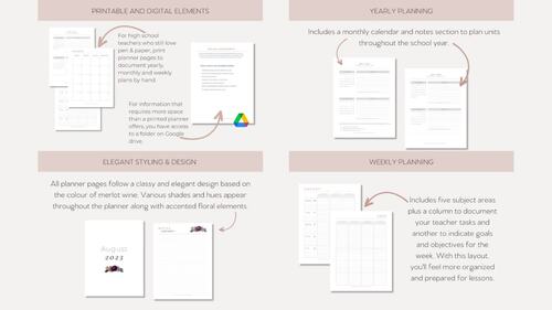 Teacher Planner 2023-2024 | Printable | PDF Teacher Planner | Merlot Series