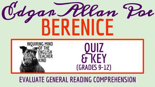 "Berenice" by Edgar Allan Poe Quiz and Answer Key | Halloween English ...