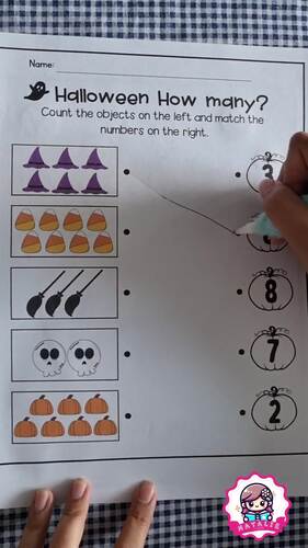 How Many? Count and Match Numbers 1-10 Halloween | Math Worksheets