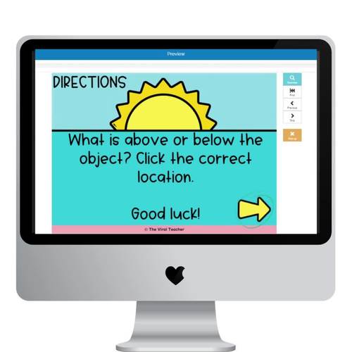 Summer Spatial Concepts Above or Below for Speech Therapy Boom Cards™