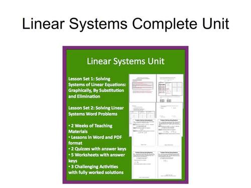 Solving Linear System Complete Unit - High School Mathematics | TPT